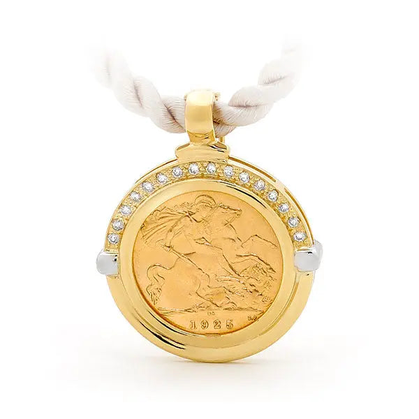 Half Sovereign Pendant P207 | Solid Gold Coin with Diamonds – Gems ...